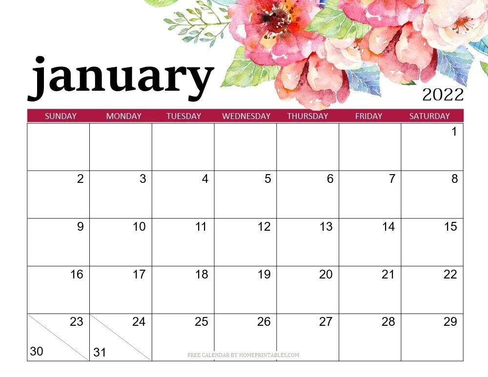 January Calendar Cute Free Printable January 2023 Calendar Designs