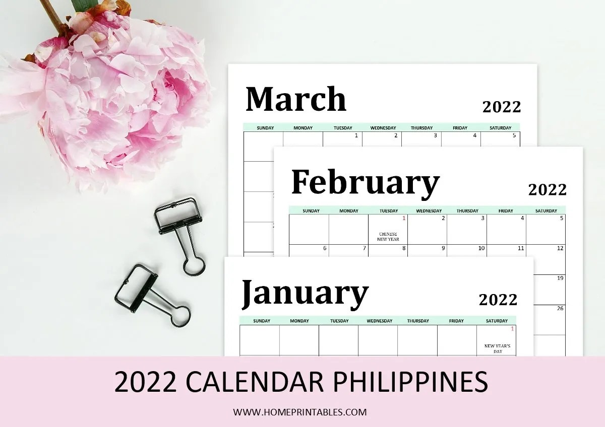 2022 Philippines Calendar With Holidays 2022 Philippines Annual