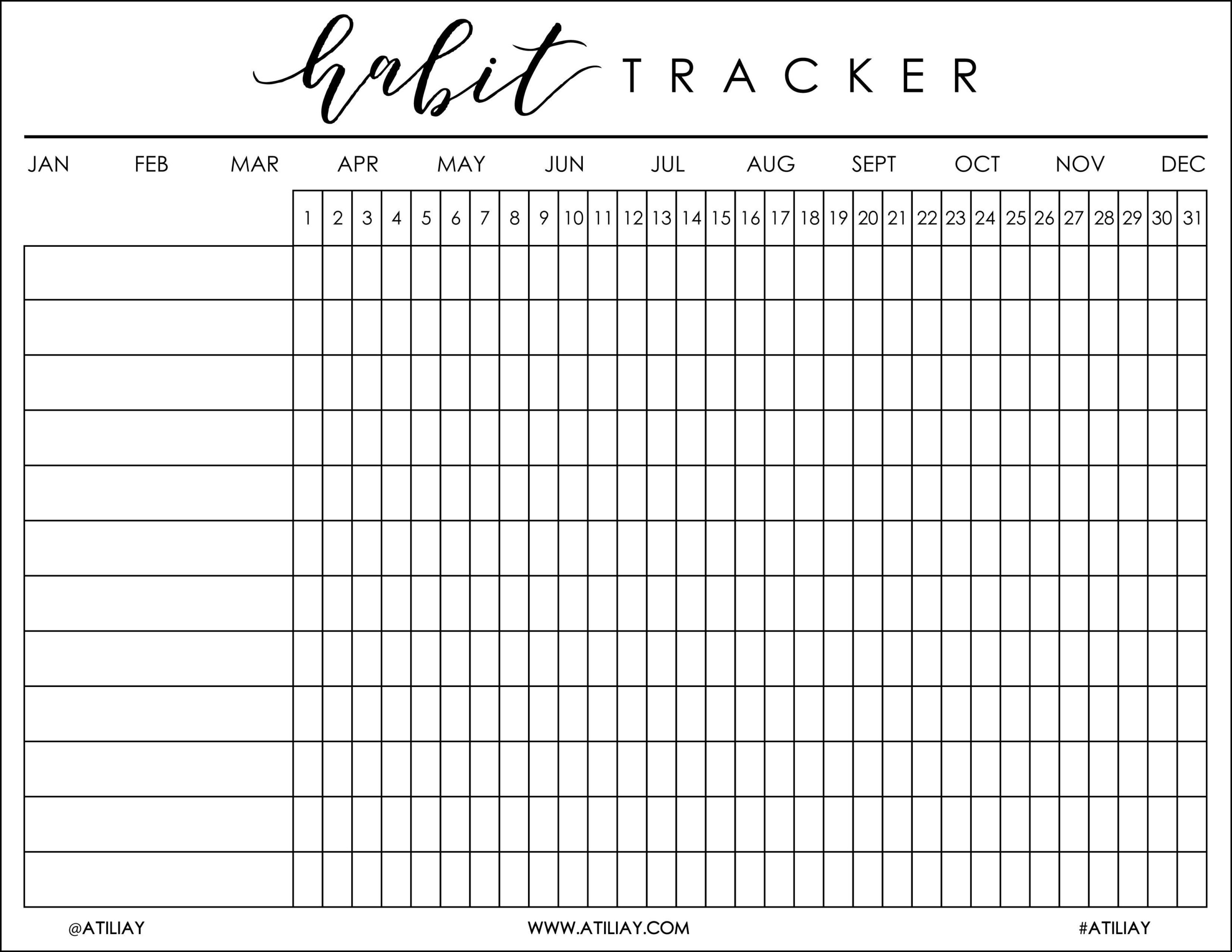 Habit Tracker Bullet Journal Printables Free Printable Habit Tracker