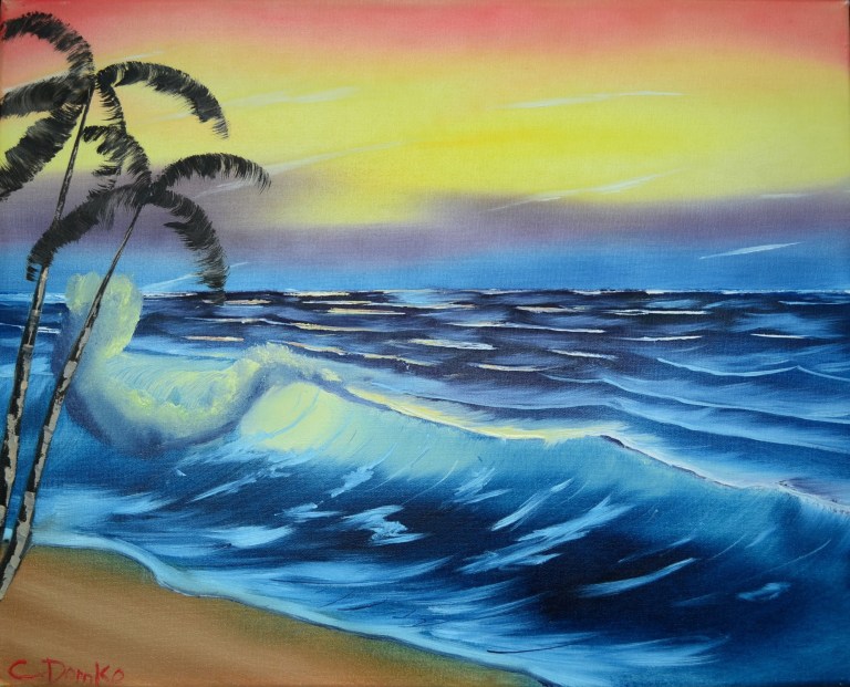 Tropical Sunset Painting 16 My First Seascape Oil Painting Home