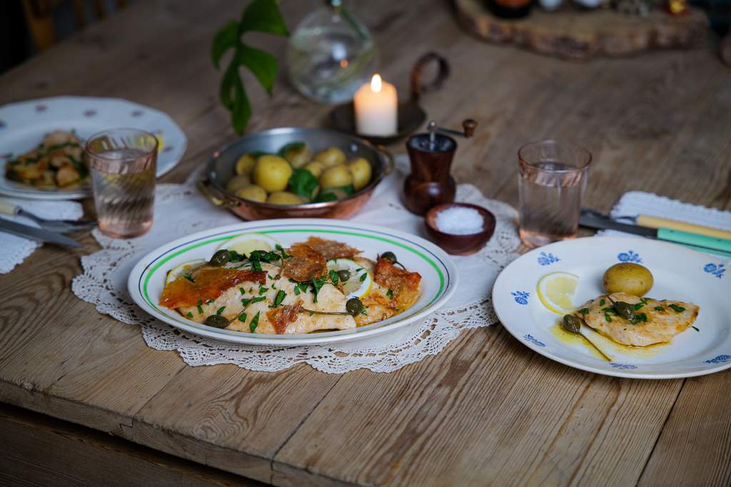 Kylling Piccata Med Sprøtt Skinn Helleskitchen