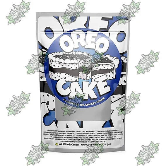 Big Smokey Farms Oreo Cake Mylar Bag Sticker High Society Packaging