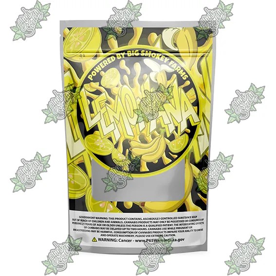 Big Smokey Farms Lemonana Mylar Bag Sticker High Society Packaging