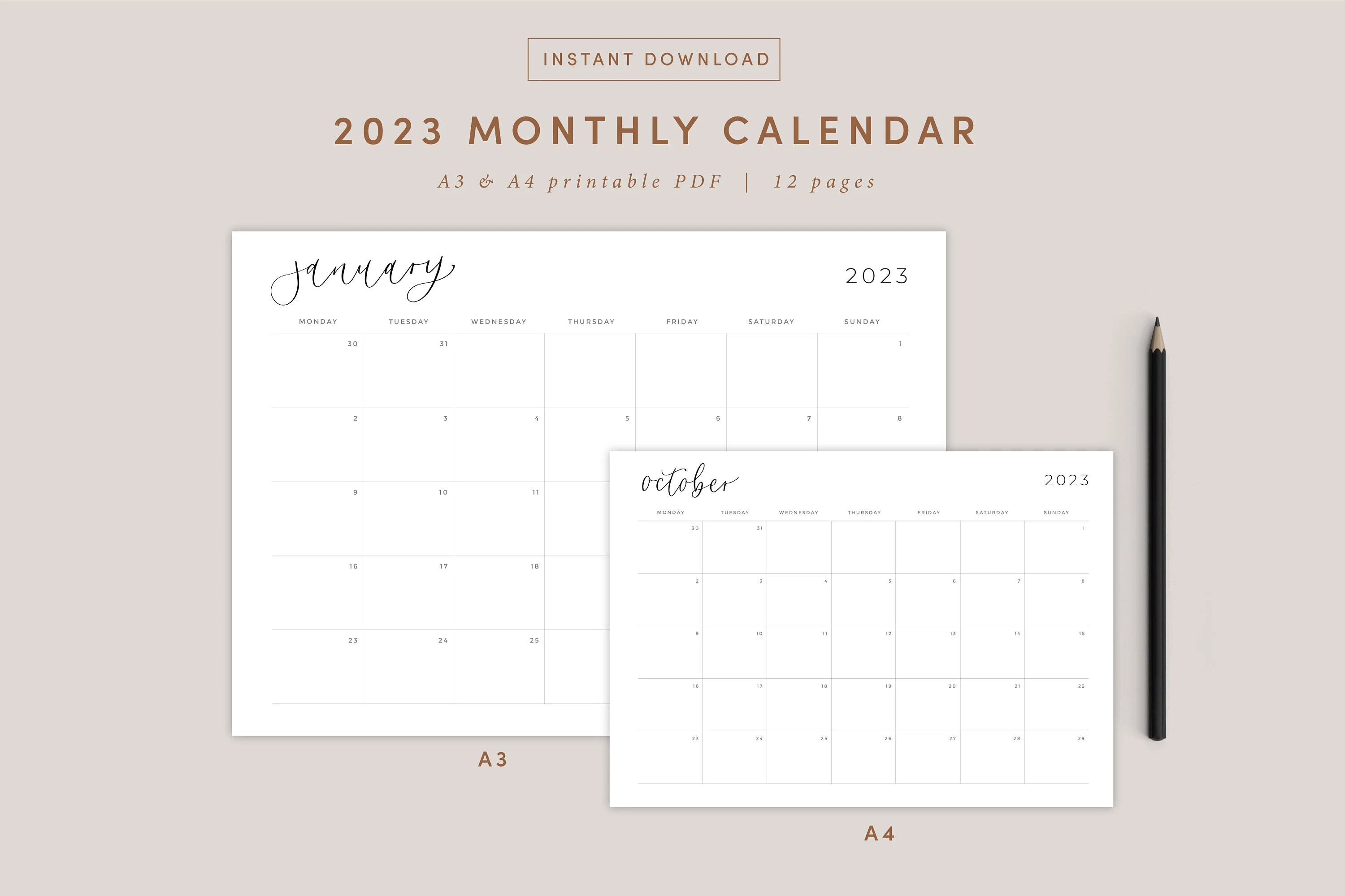 Printable 2023 Calendar Landscape Orientation Printable 2023 Calendar