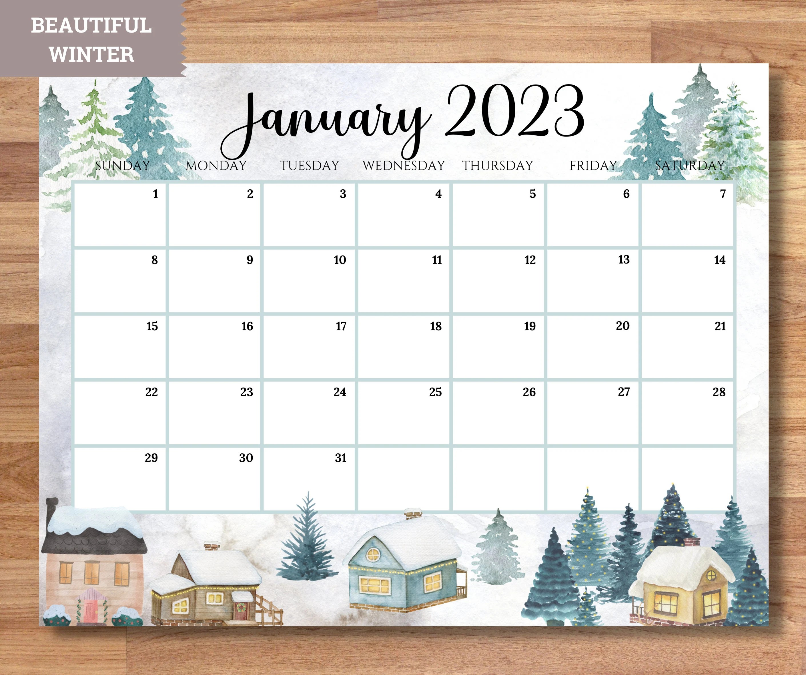 2023 Minimalist Letter Printable Calendar 2023 Simple Etsy 2023