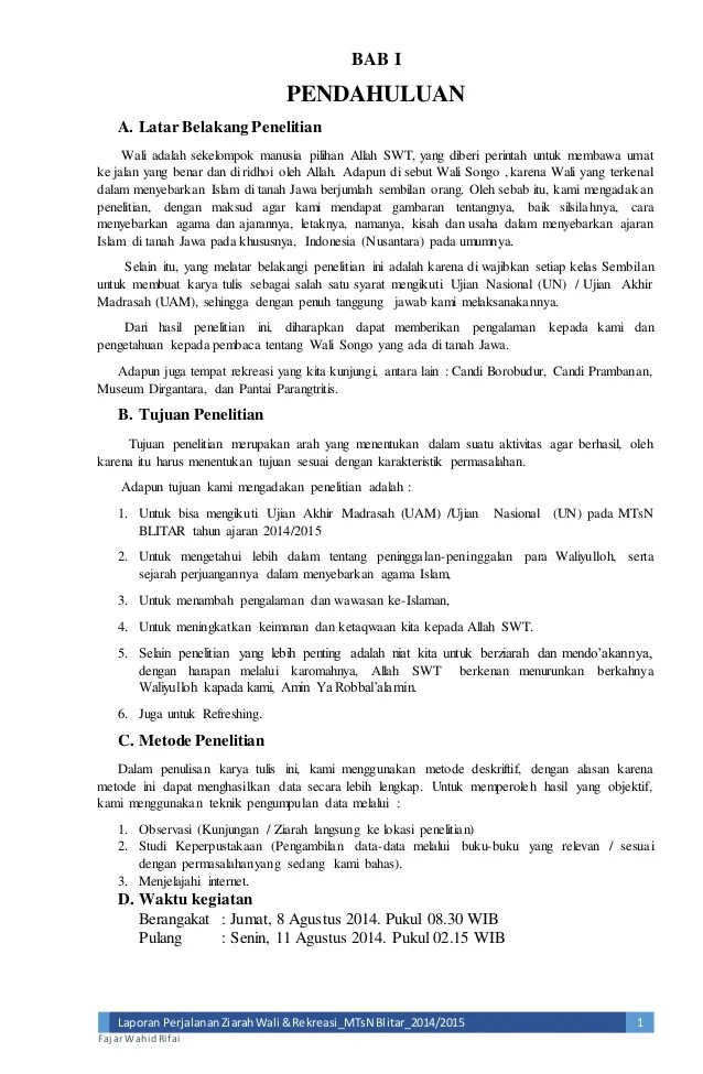 Contoh Laporan Perjalanan Dalam Bahasa Inggris Laporan Ku