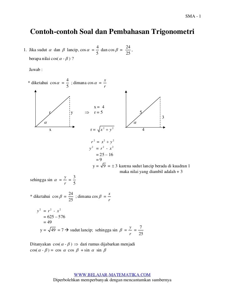 Contoh Soal Dan Pembahasan Persamaan Trigonometri