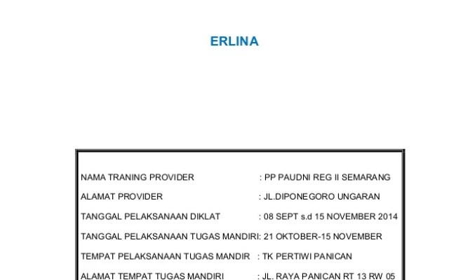 Contoh Laporan Tugas Mandiri Diklat Dasar Paud Seputar Laporan Otosection