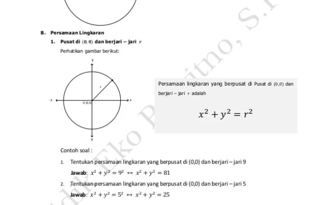 Latihan Soal Dan Pembahasan Materi Lingkaran Kelas 11 Sma Materi Soal