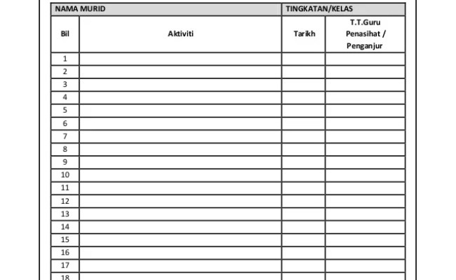 Contoh Rekod Kedatangan Pekerja Office Staff Attendance Form Excel