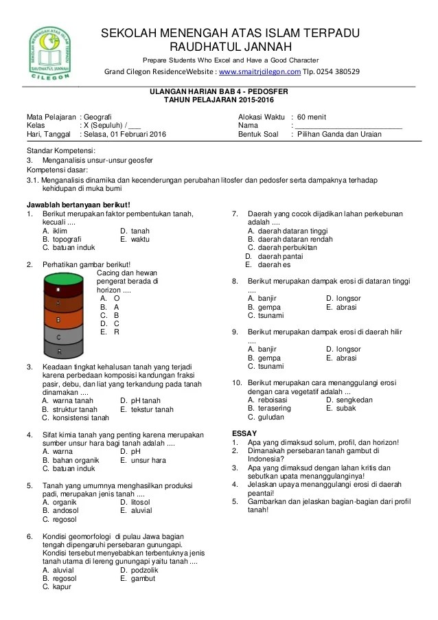 Contoh Soal Geografi Kelas 10 Homecare24