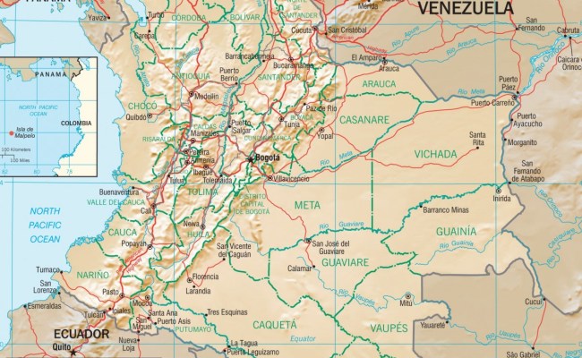 Mapas De Colombia Con Nombres Departamentos Capitales Carreteras