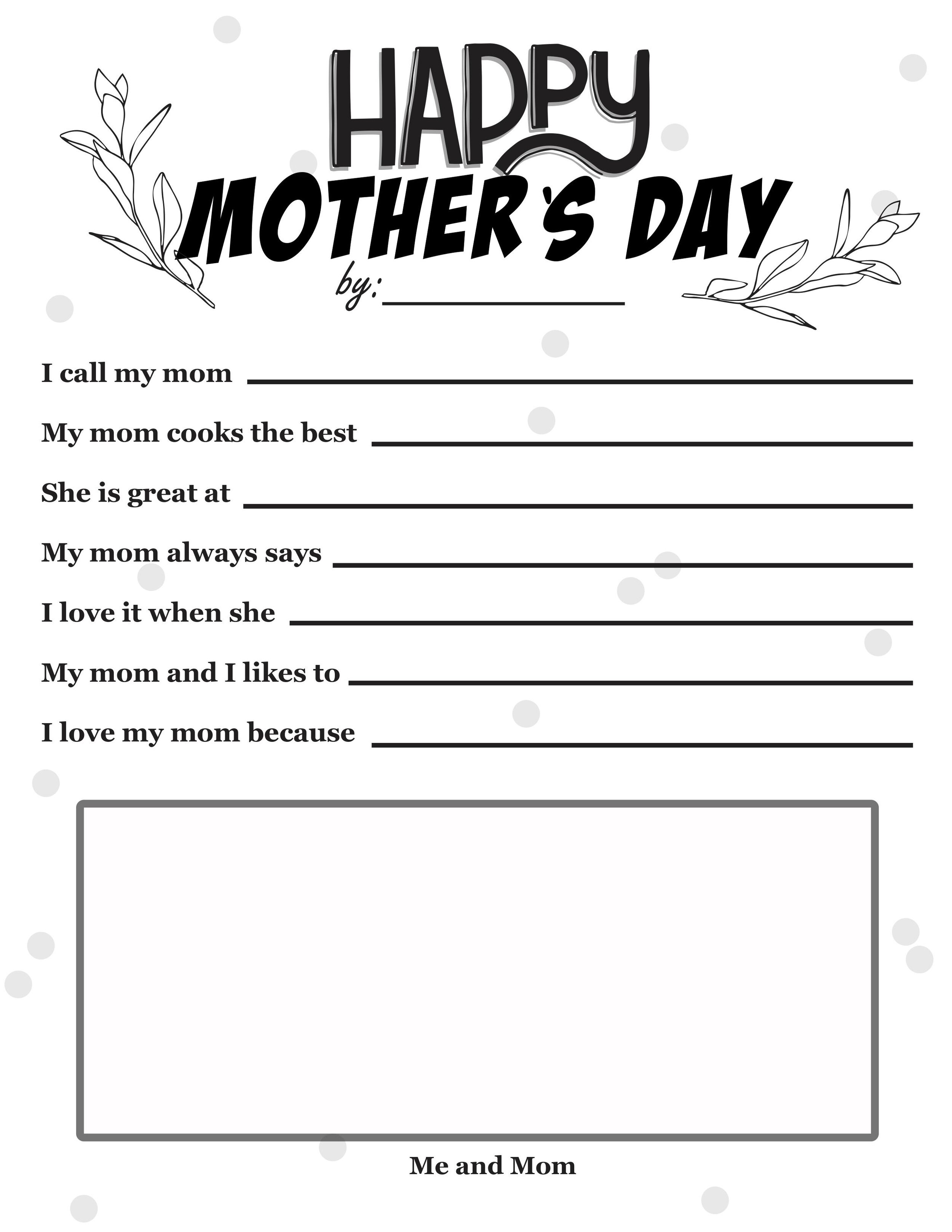 Mothers Day Printable Printable Mothers Day Activity Sheet Card For