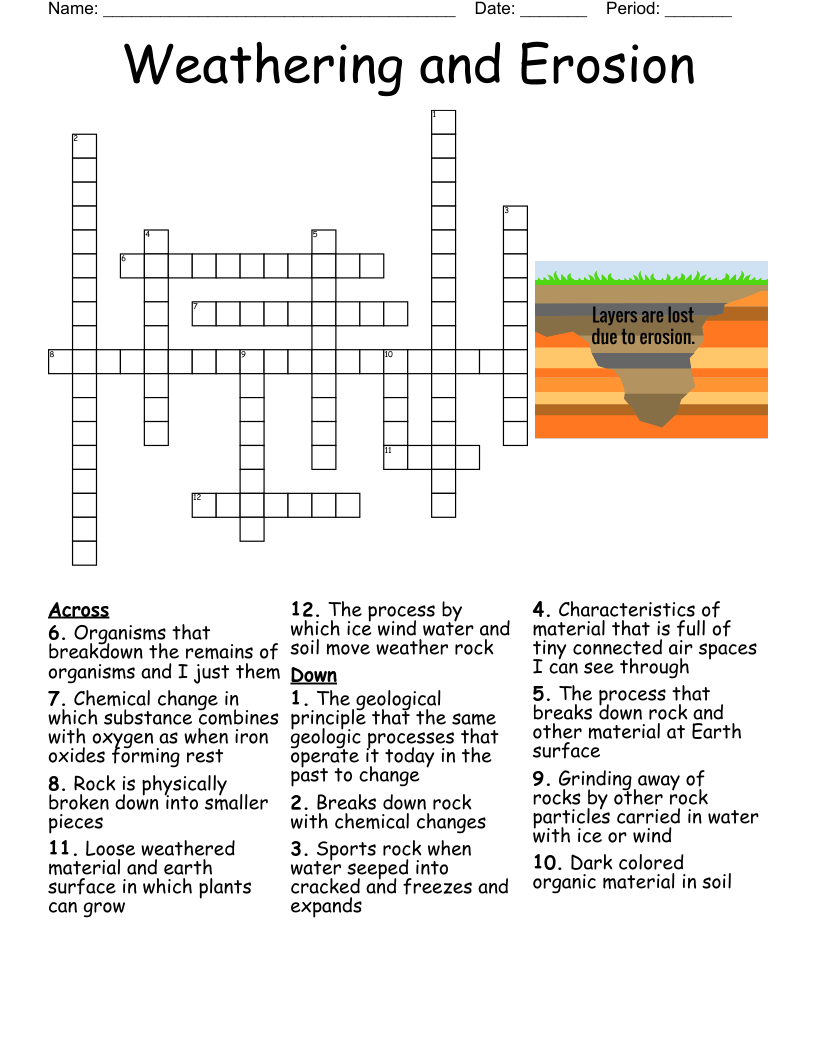 Free Printable Weathering And Erosion Worksheets Pdf