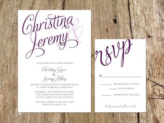 Christina Calligraphy Names Wedding Invitation Suite Customize With