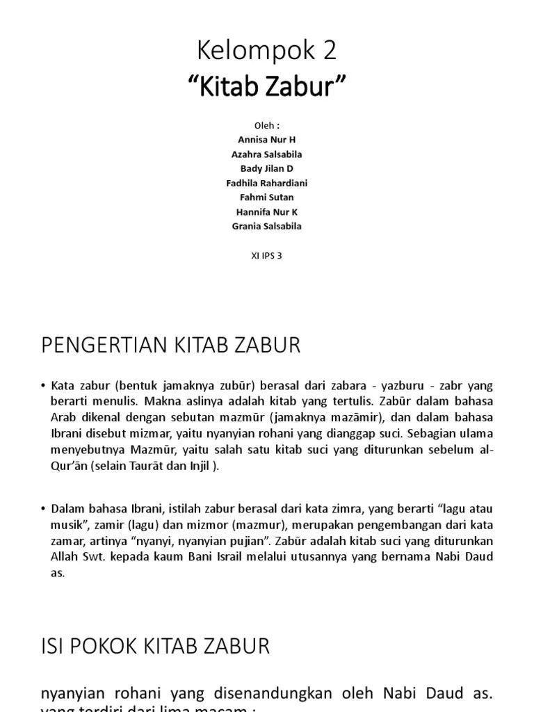 Bahasa Kitab Zabur Adalah Pengertian Kitab Zabur Pdf Ggira Edronh