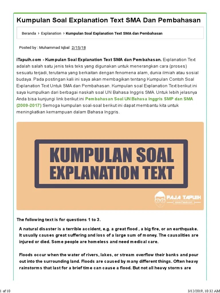 Yuk Cek 19 Kumpulan Soal Explanation Text Dan Jawaban Terlengkap