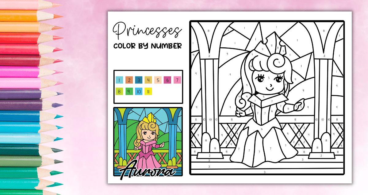 12 Free Printable Disney Princess Color By Number Pages In The Playroom