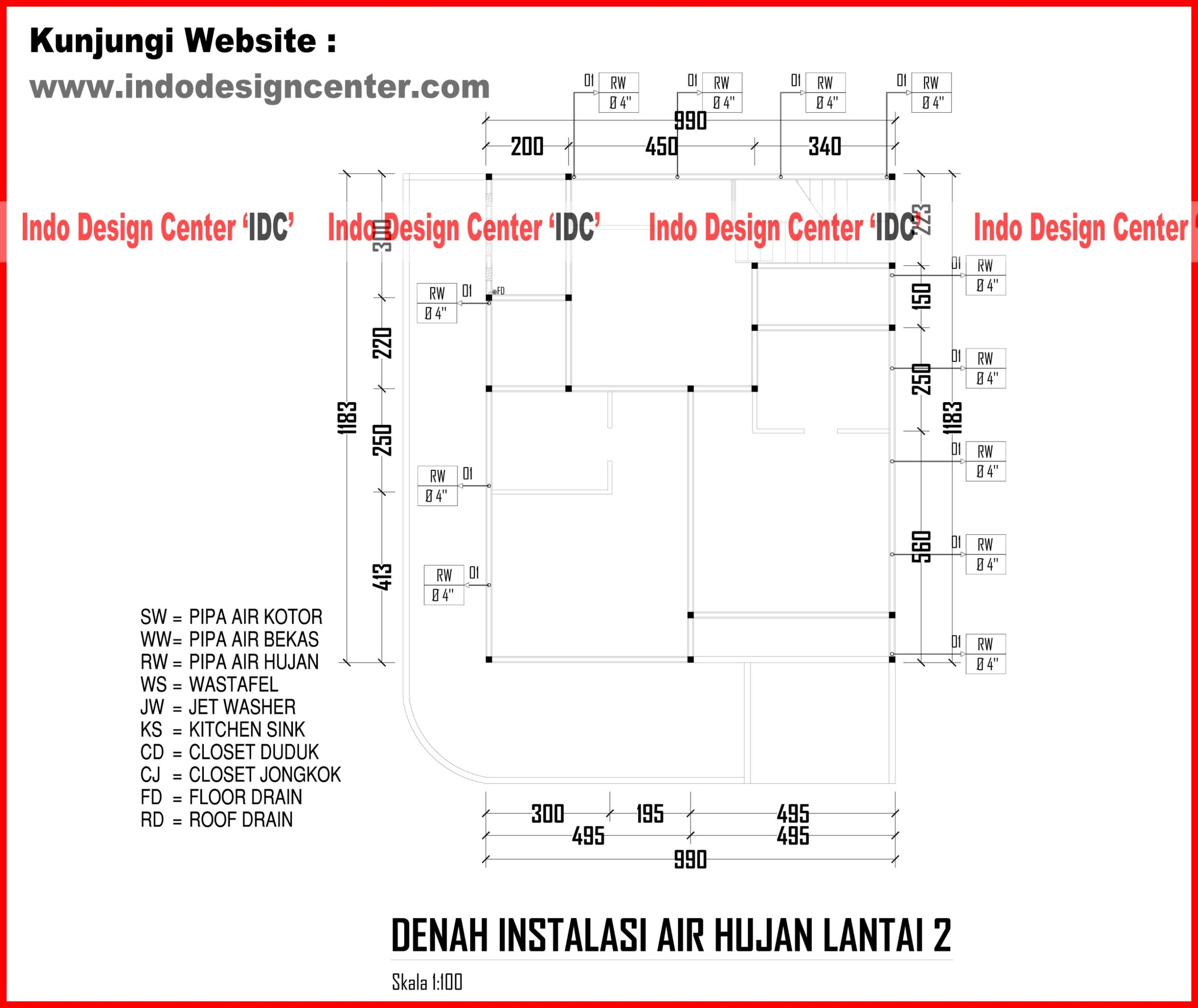 Gambar 026 Denah Instalasi Air Hujan Lantai 1