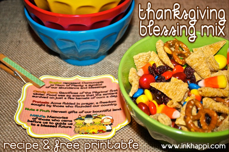 Thanksgiving Blessing Mix And Printables Inkhappi