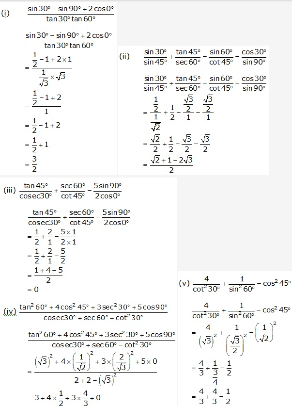 Frank Icse Solutions For Class 9 Maths Trigonometrical Ratios Of