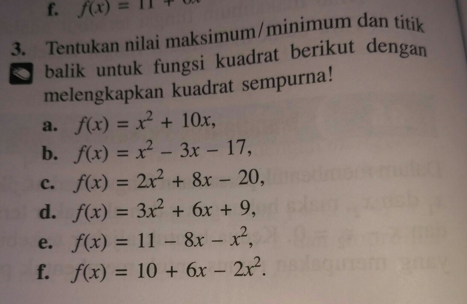 Kumpulan Contoh Soal Menentukan Nilai Optimum Dari Fungsi Kuadrat