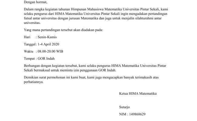 10 Contoh Surat Permohonan Yang Benar Untuk Berbagai Kebutuhan Theme Hill