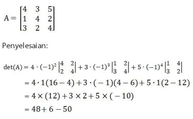 Cara Mencari Determinan Matriks 3×3 Dengan Metode Ekspansi Kofaktor