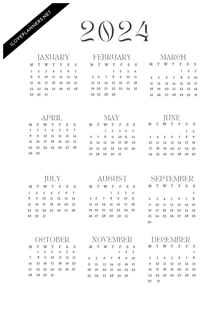 Minimalist Calendar 2024 Printable Printable Templates Free