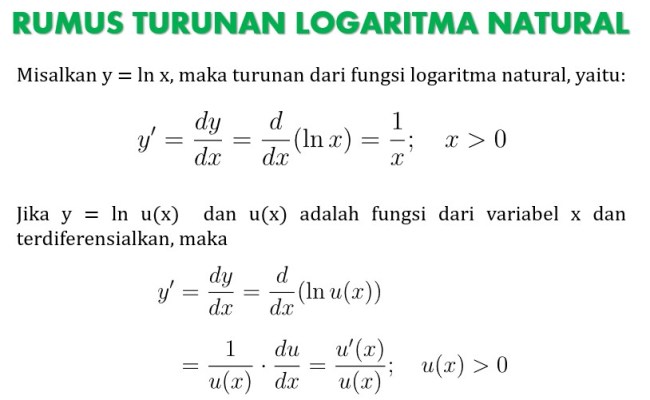 Turunan Pada Fungsi Dengan Bilangan E Dan Ln Atau Logaritma Otosection