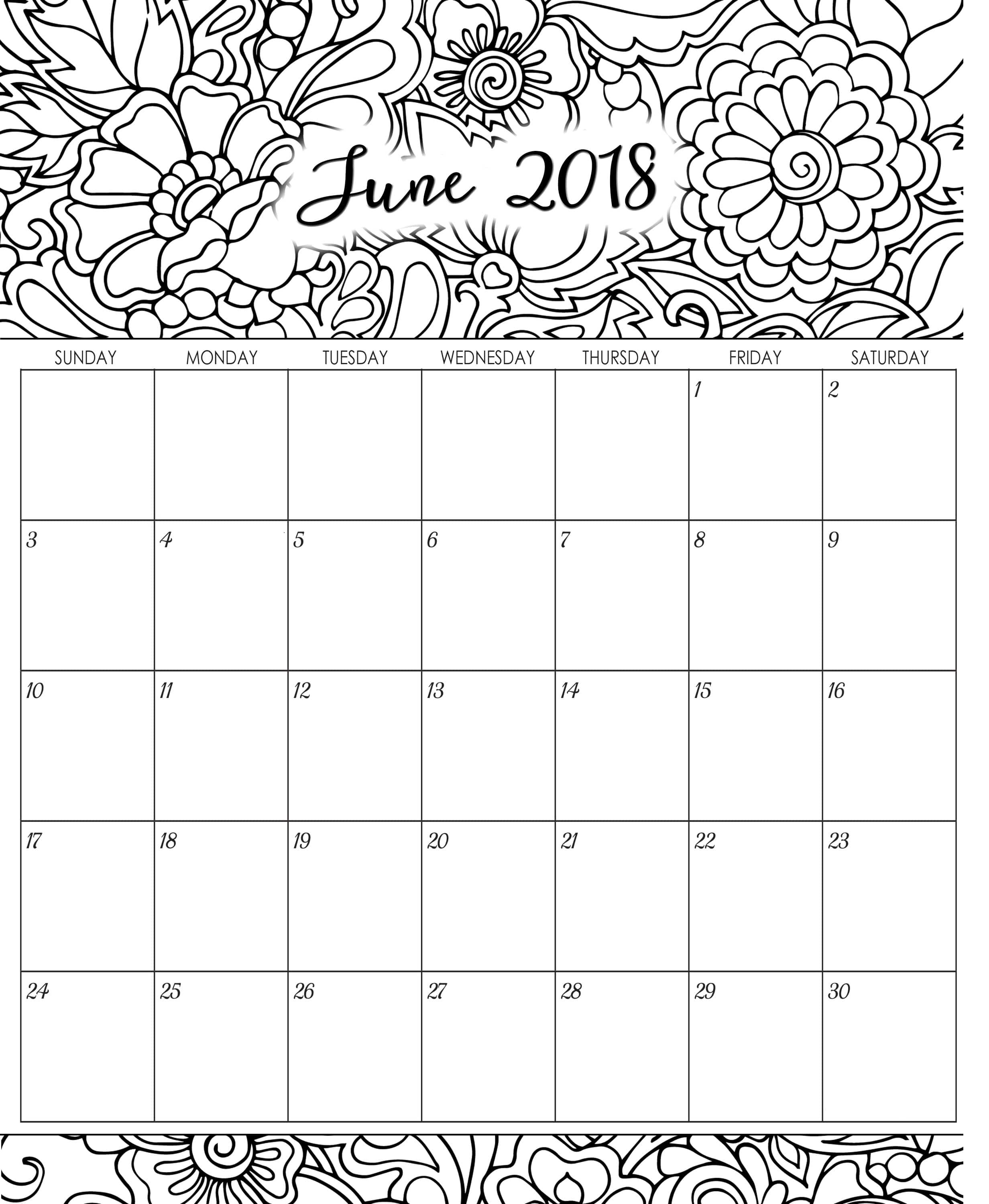 June 2018 Calendar Printable Word And Excel Format Oppidan Library