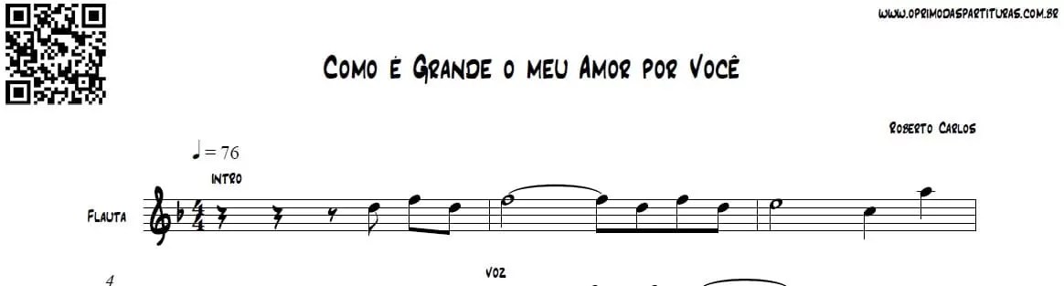 Como é Grande O Meu Amor Por Você Partitura Flauta O Primo Das