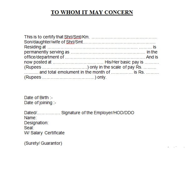 Salary Certificate Format Letter How To Write Download Word Formats