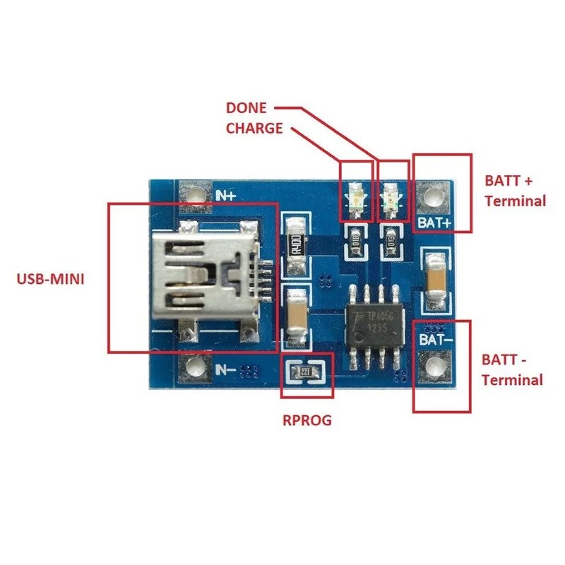 Módulo Cargador Para Batería De Litio 18650 Mini Usb Tp4056 1a