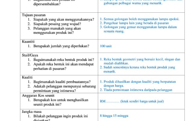 Contoh Borang Projek Brief Rbt Tingkatan 3 Modul Latihan Rekabentuk