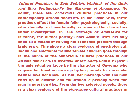 Obnoxious Cultural Practices In Zulu Sofolas Wedlock Of The Gods And