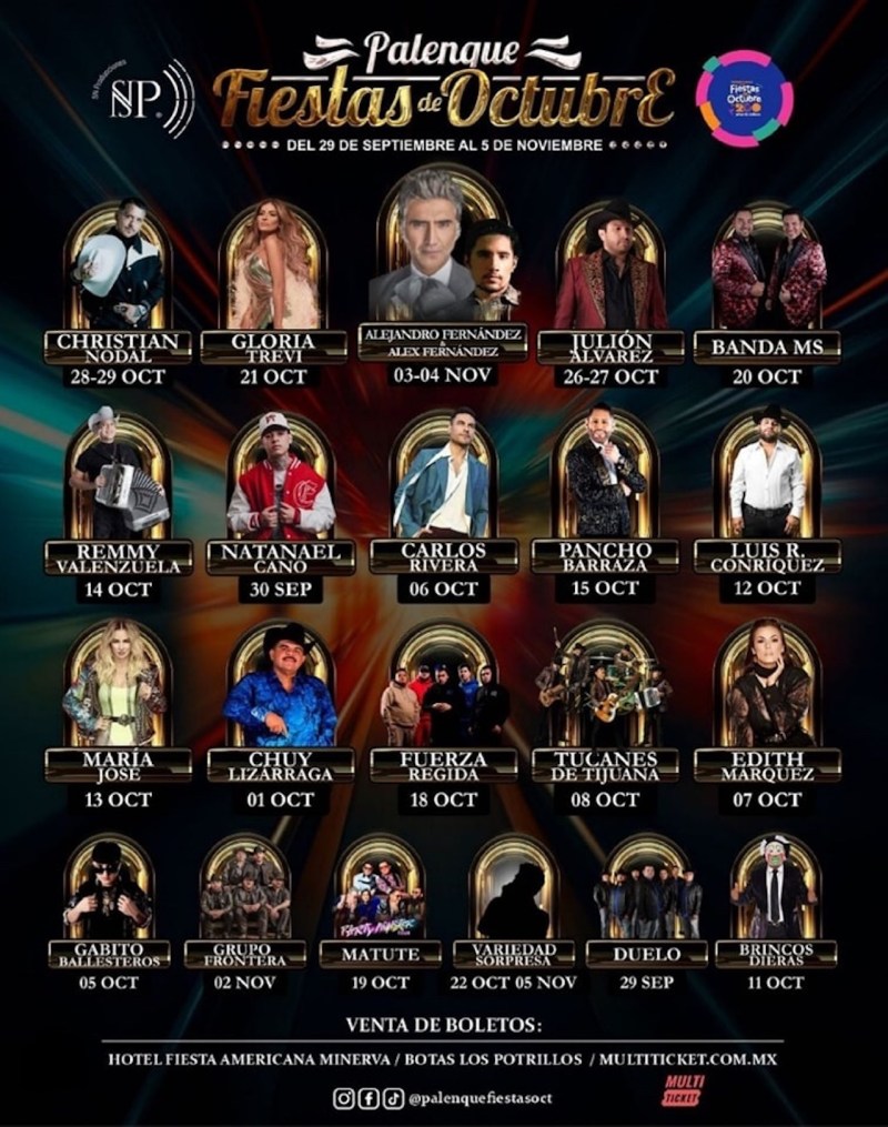 Fiestas De Octubre 2023 Cartelera Oficial De Artistas Del Palenque