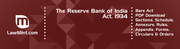 Reserve Bank Of India Act 1934 Bare Act Pdf Download