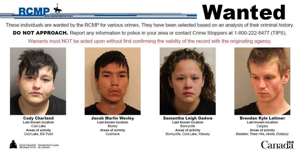 Rcmp Seek Assistance In Locating Four Wanted Individuals Lakeland Connect