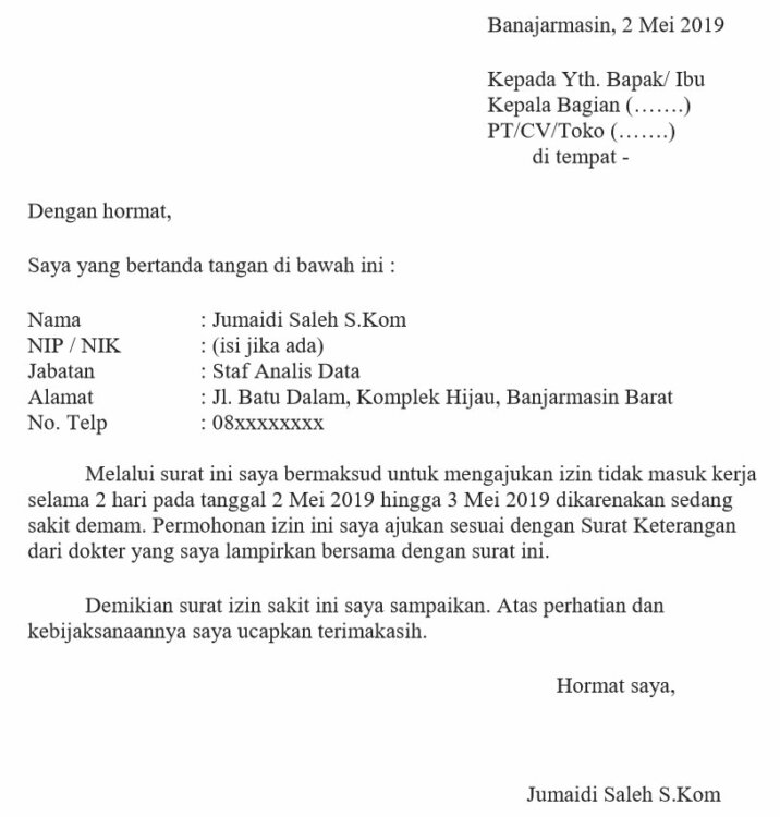 Surat Izin Sakit Dari Dokter Homecare24