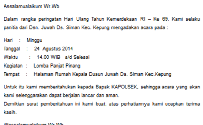 Contoh Surat Izin Mengadakan Acara Contoh Surat Terbaik Gratis Otosection