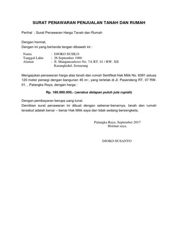 6 Contoh Surat Penawaran Tanah Dan Cara Membuat Theme Loader Riset