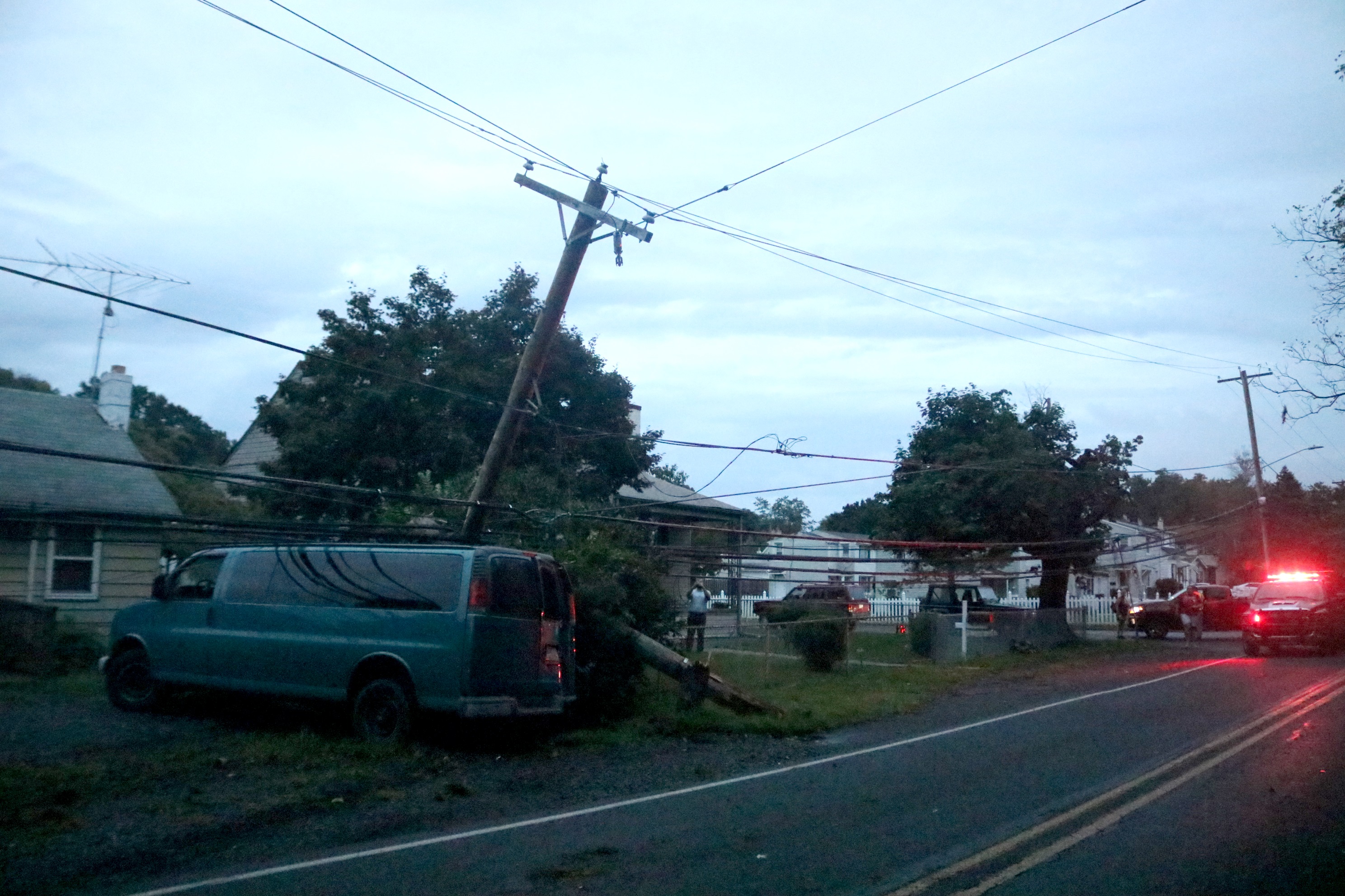 Van Hits Utility Pole Knocks Out Power