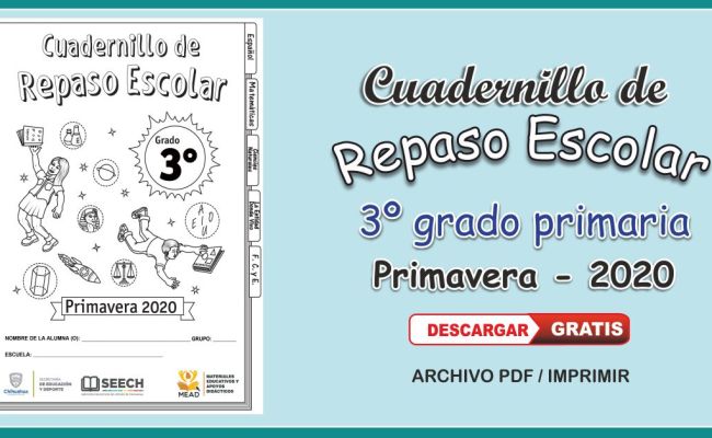 Cuadernillo De Repaso Escolar Del Tercer Grado De Primaria Del Ciclo