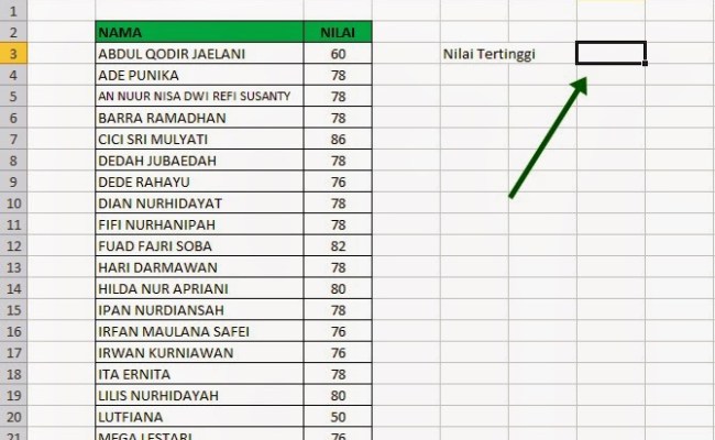 Rumus Fungsi Excel Untuk Menentukan Nilai Tertinggi Atau Terbesar