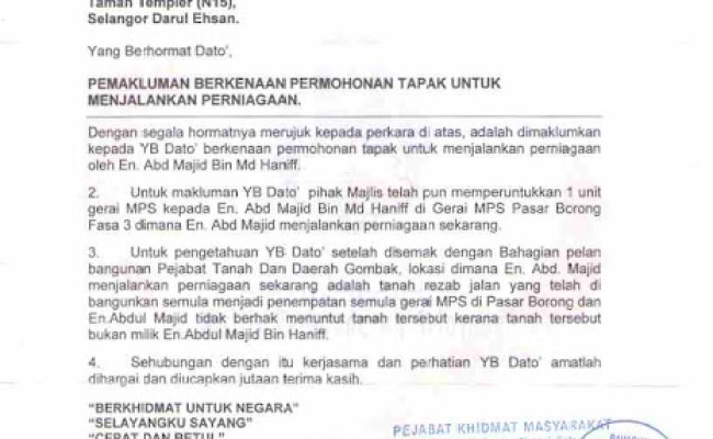 Menamatkan Contoh Surat Rasmi Pembatalan Lesen Pernia