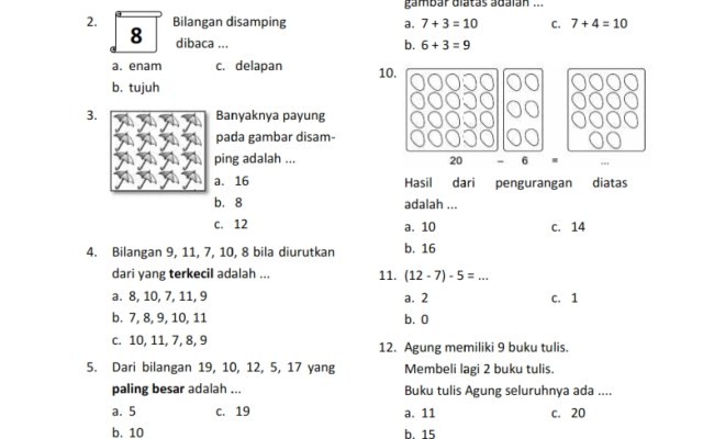 Soal Sumatif Matematika Kelas 1 Kurikulum Merdeka Sd Theme Loader