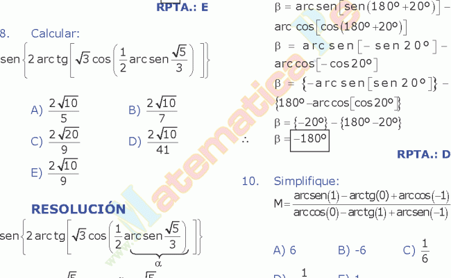 Funciones Trigonometricas Inversas Ejercicios Resueltos De Teniski Print