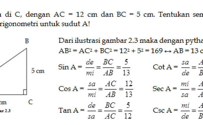 Contoh Soal Perbandingan Trigonometri Pada Segitiga Siku Siku Homecare24