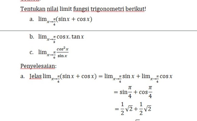 Matematika Kelas Xii Limit Fungsi Trigonometri Bagian I Otosection